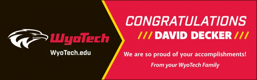 Congratulations David Decker, WyoTech, Laramie, WY